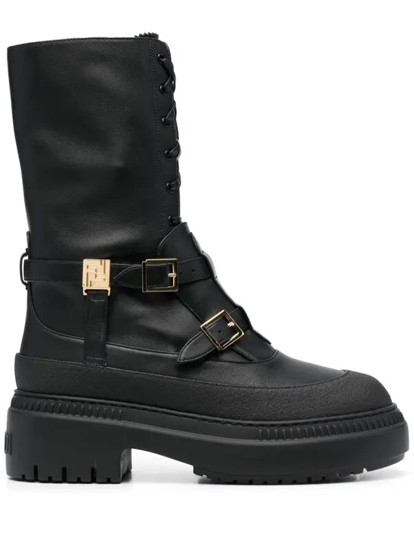 Fendi Delfina Leather Biker Boots