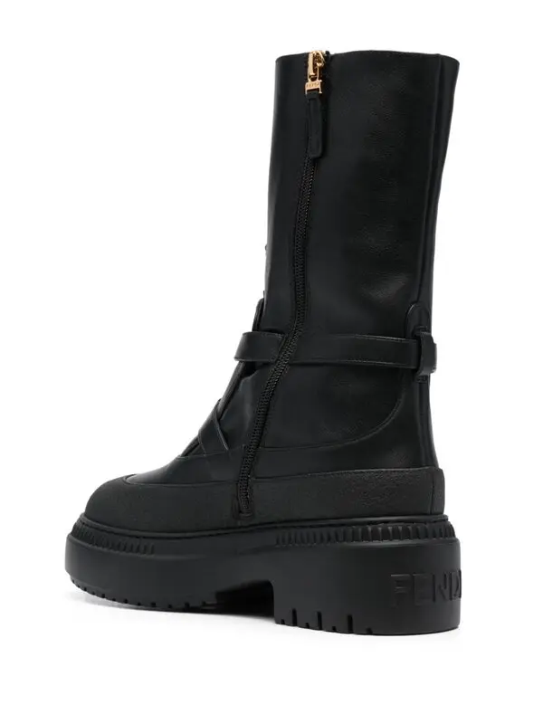 Fendi Delfina Leather Biker Boots