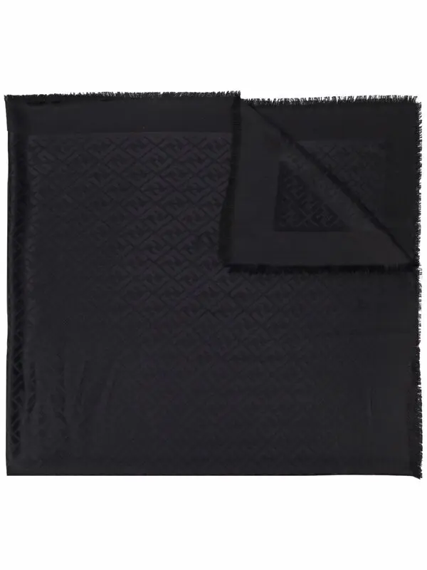 Fendi Ff Monogram-print Scarf - Black