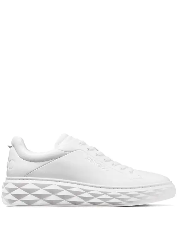 JIMMY CHOO Diamond Maxi Leather Sneakers - White