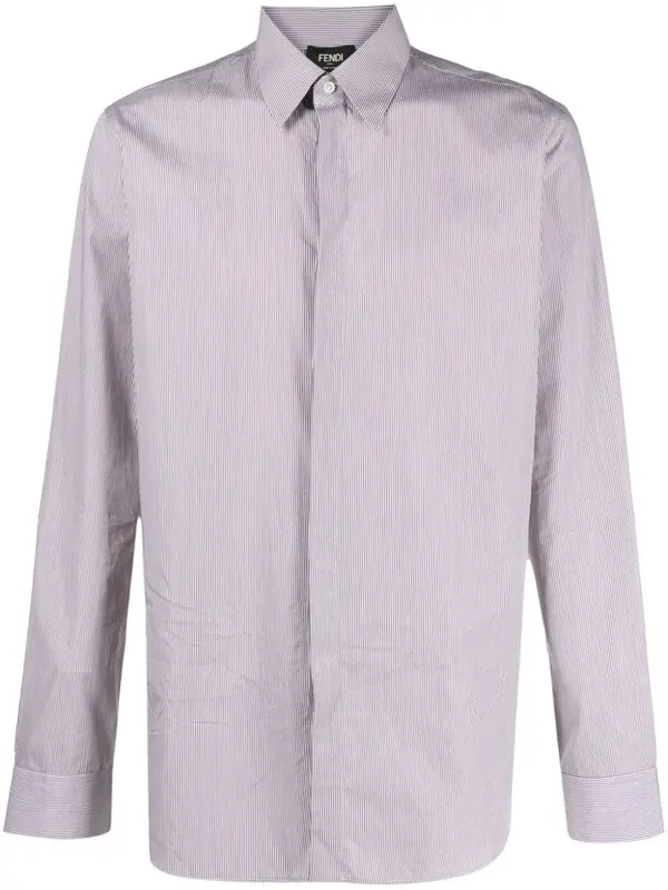 Fendi Pinstriped Cotton Shirt - Brown