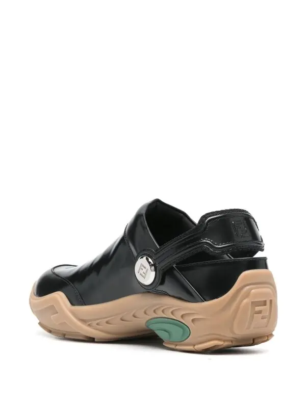 Fendi Ff-embroidered Leather Clogs