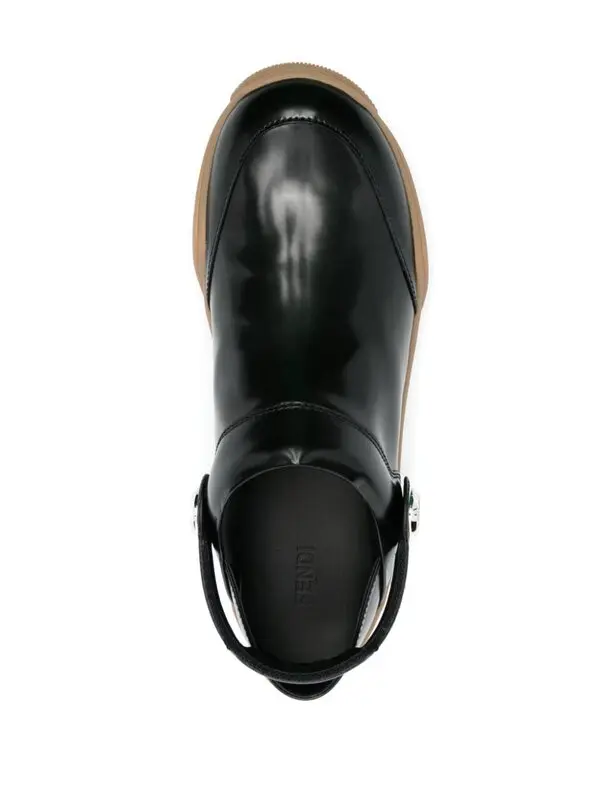 Fendi Ff-embroidered Leather Clogs