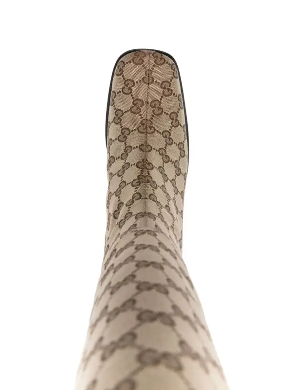 Gucci Gg Supreme-Canvas Knee-High Boots - Neutrals | Editorialist