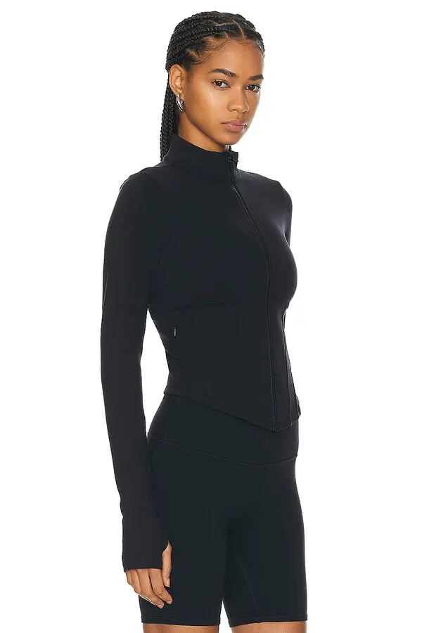 Alo Yoga Airbrush Corset Full Zip Jacket - Black | Editorialist