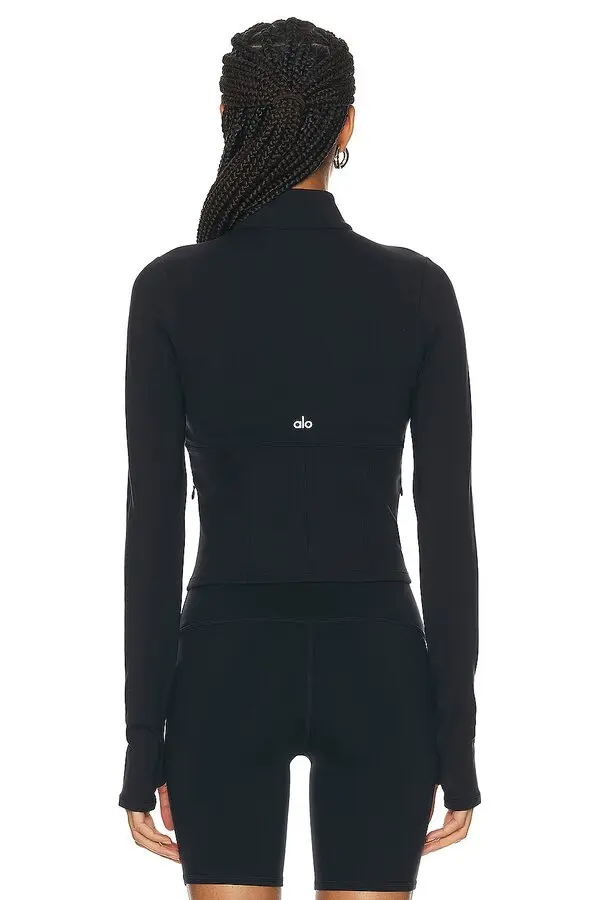 Alo Yoga Airbrush Corset Full Zip Jacket - Black | Editorialist