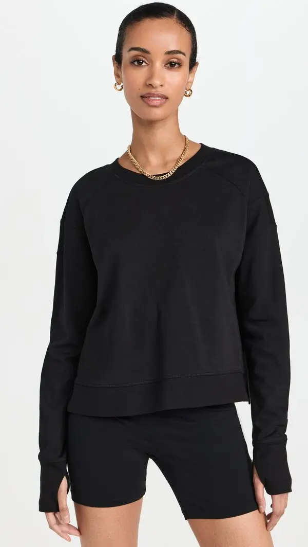 Sweaty Betty After Class Crop Sweatshirt - Black