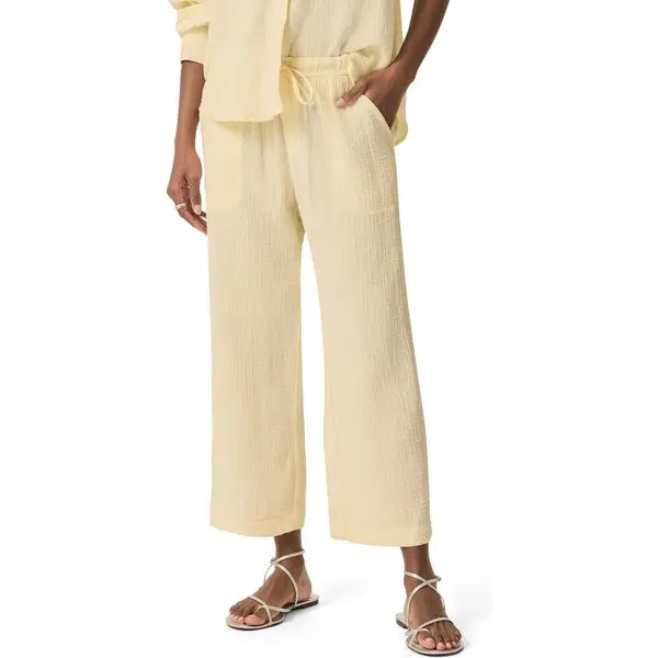 Splendid Adele Cotton Gauze Drawstring Pants - Limoncello