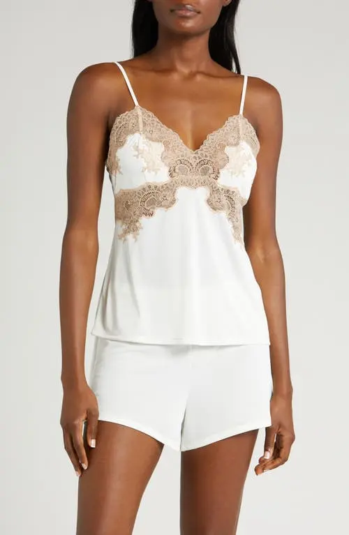 Natori Harper Lace Appliqué Short Camisole Pajamas - Ivory
