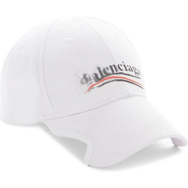 Balenciaga Political Stencil Baseball Cap - Off White/black