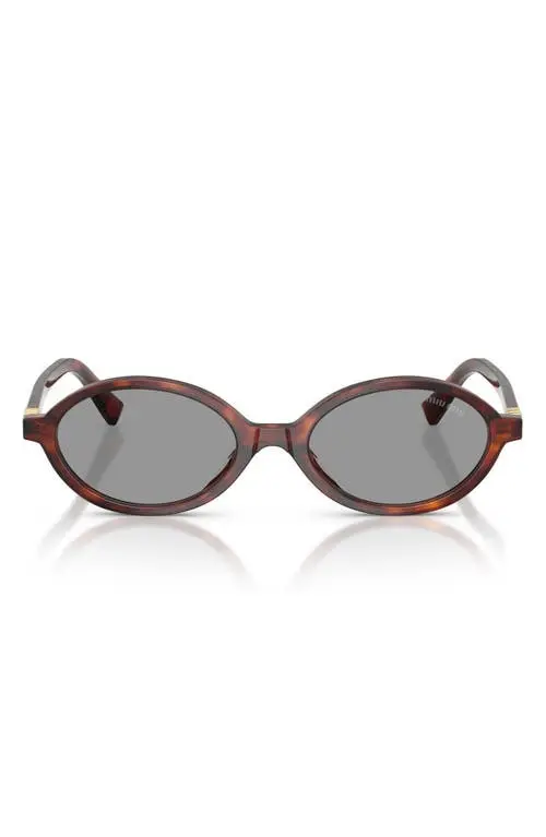Miu Miu 50mm Oval Sunglasses - Havana Mahogany/grey