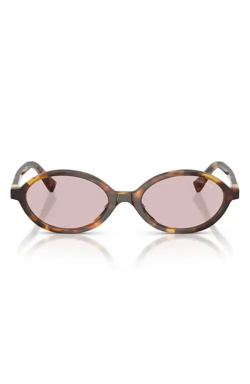 Miu Miu 50mm Oval Sunglasses - Honey Havana/pink