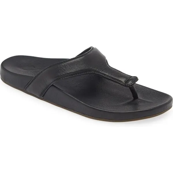 Olukai Kipea Lipi Thong Sandal - Black/black