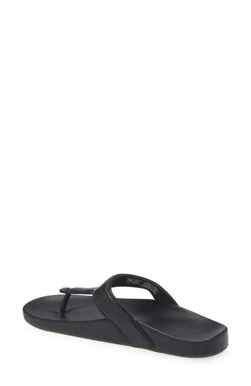 Olukai Kipea Lipi Thong Sandal - Black/black
