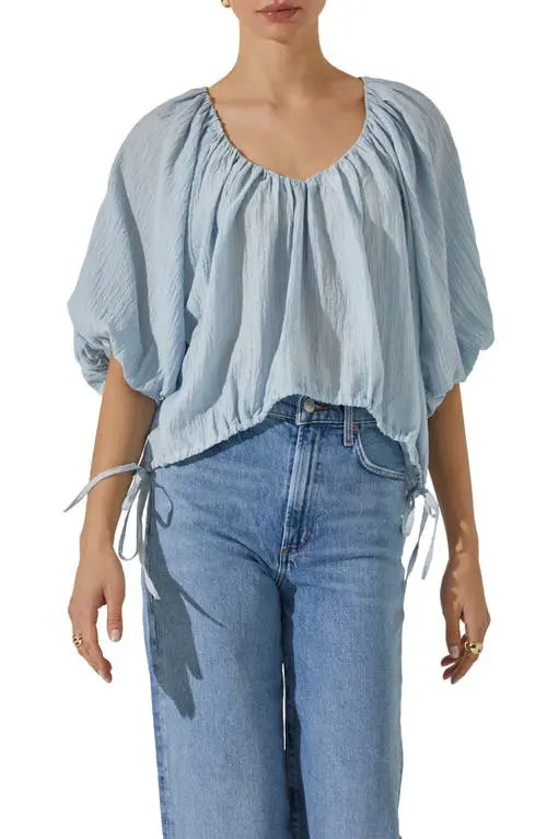Astr The Label Puff Sleeve Side Tie Top In Periwinkle Blue 58 - Main Image