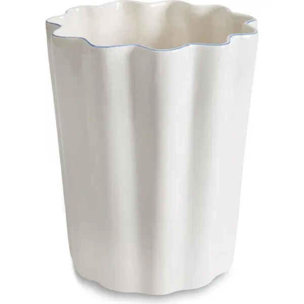KASSATEX Le Marais Porcelain Wastebasket - White/ Cornflower Blue