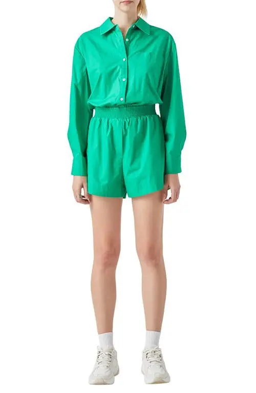 GREY LAB Oversize Long Sleeve Romper - Green