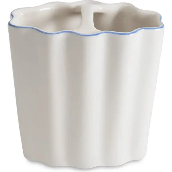 KASSATEX Le Marais Porcelain Toothbrush Holder - White/ Cornflower Blue