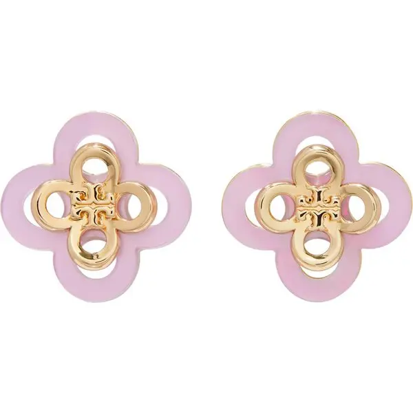 Tory Burch Kira Clover Stud Earrings - Tory Gold/light Pink
