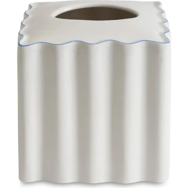 KASSATEX Le Marais Porcelain Tissue Box Holder - White/ Cornflower Blue