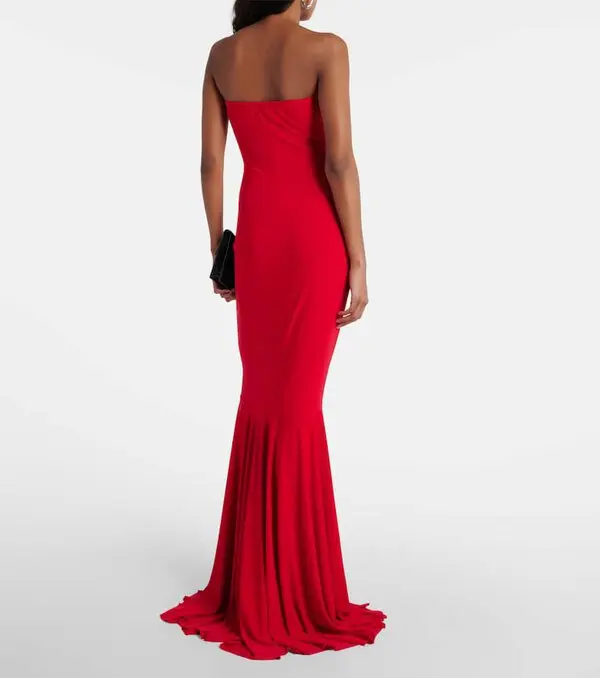 Norma Kamali Ruched Strapless Gown