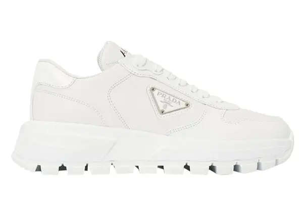 Prada Leather Sneakers With Logo - White