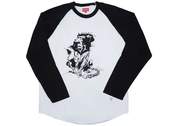 Supreme Lion Raglan Baseball Top - Black