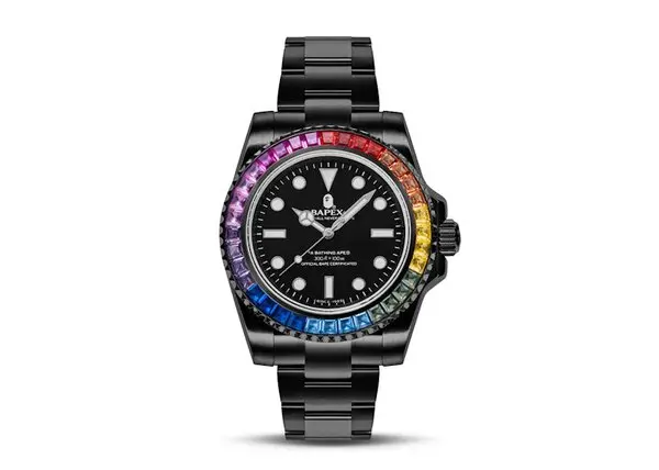 A BATHING APE Type 1 Bapex Crystal Stone Watch - Black