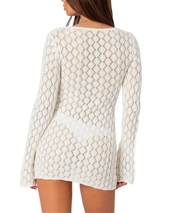 EDIKTED Crochet Mini Dress With Cut Out