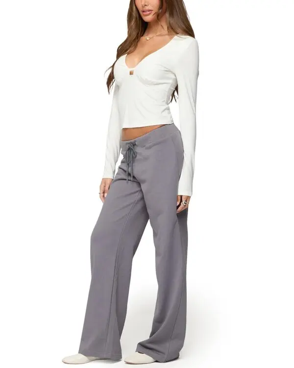 EDIKTED Quinn Straight Leg Sweatpants - Gray