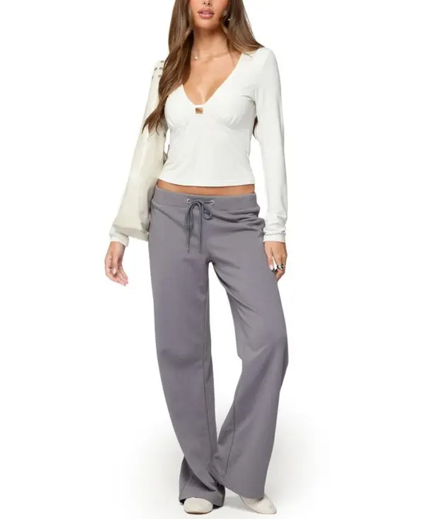 EDIKTED Quinn Straight Leg Sweatpants - Gray