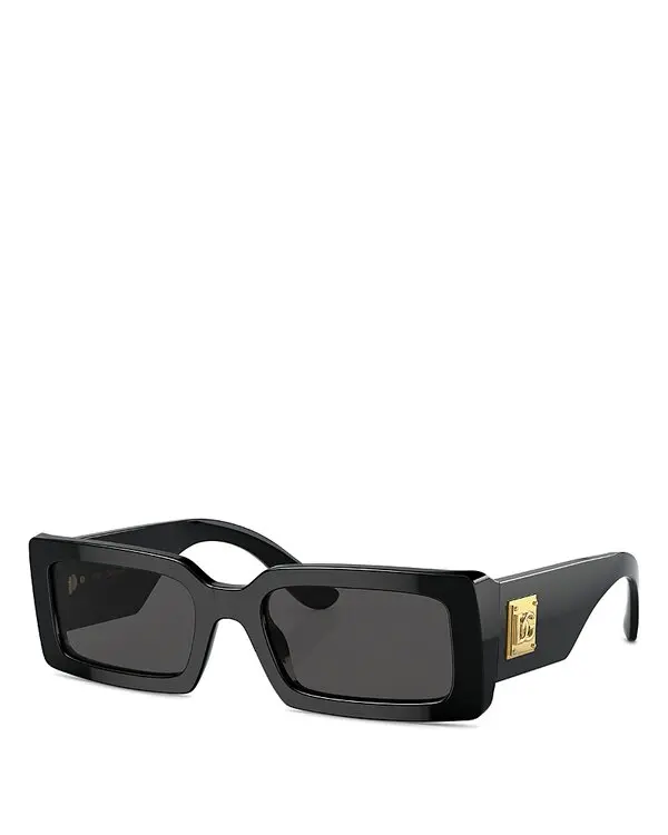 Dolce & Gabbana 53mm Rectangular Sunglasses - Black/gray Solid