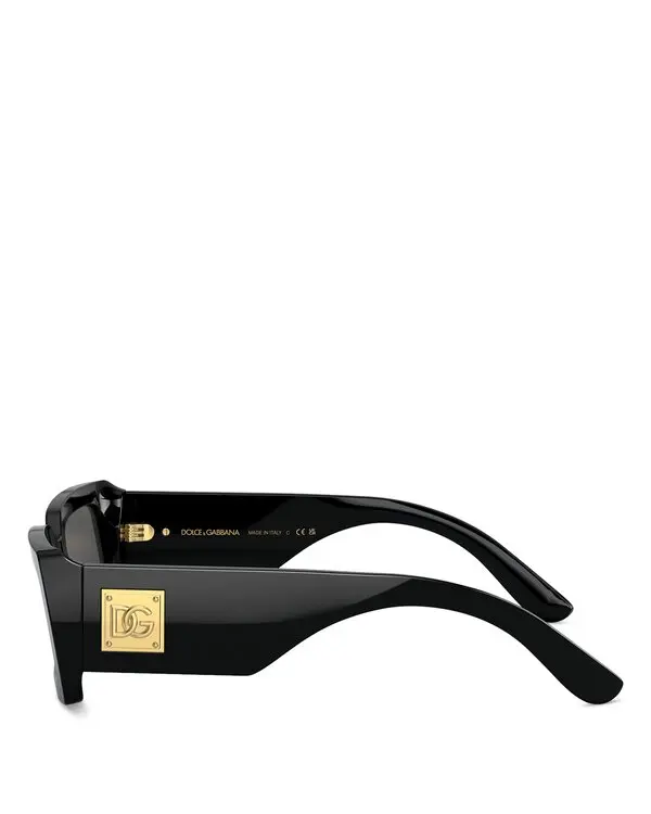 Dolce & Gabbana 53mm Rectangular Sunglasses - Black/gray Solid