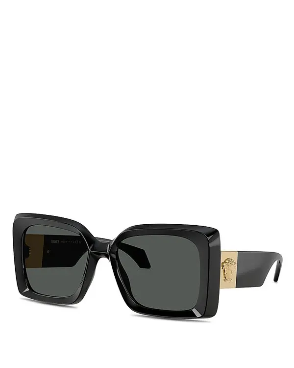 Versace Medusa Plaque Square Sunglasses - Black/gray Solid