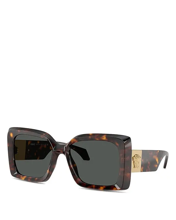 Versace Medusa Plaque Square Sunglasses - Havana/gray Solid