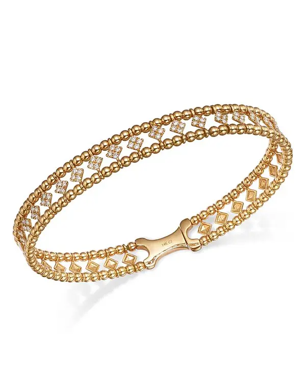 Bloomingdale'S Diamond And 14k Yellow Openwork Bangle Bracelet - Gold
