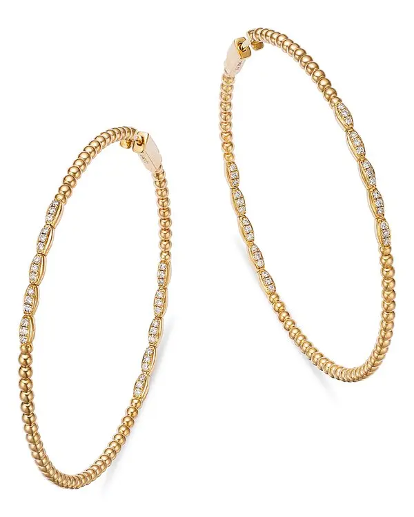 Bloomingdale'S Diamond And Polished Bead Hoop Earrings, 0.50 Tcw - Gold