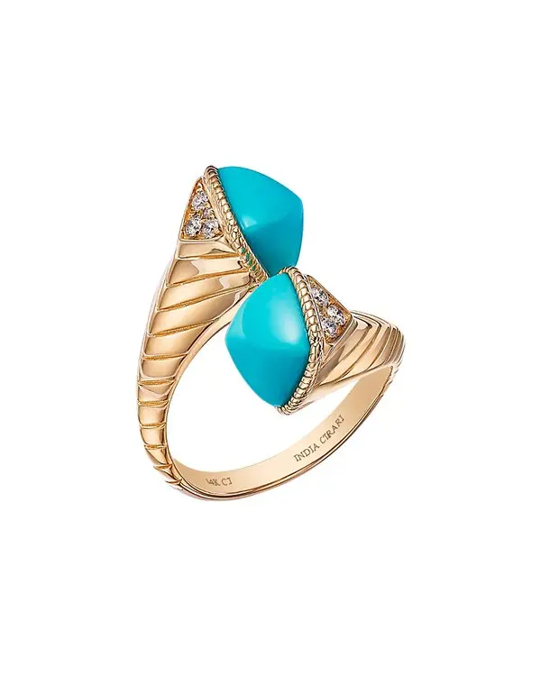 Bloomingdale'S Turquoise And Diamond Ring - Blue/gold