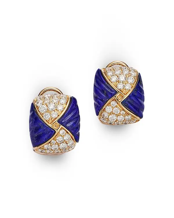 Bloomingdale'S Lapis And Diamond Statement Earrings - Blue/gold