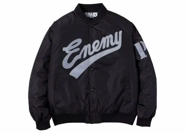 NEIGHBORHOOD X Public Enemy X Majestic Baseball Jacket - Black