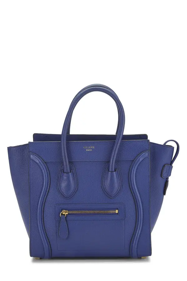 Celine Drummed Calfskin Leather Luggage - Blue