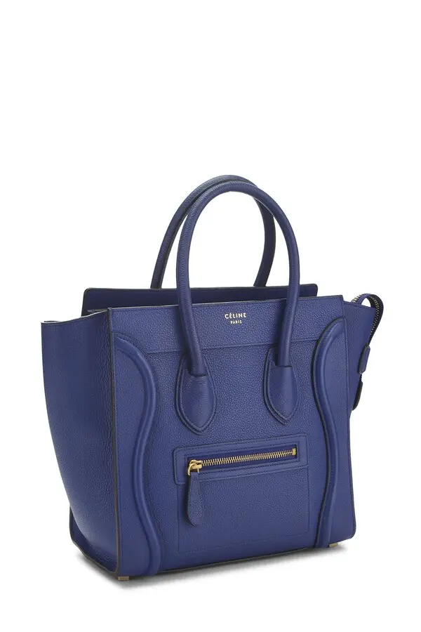 Celine Drummed Calfskin Leather Luggage - Blue