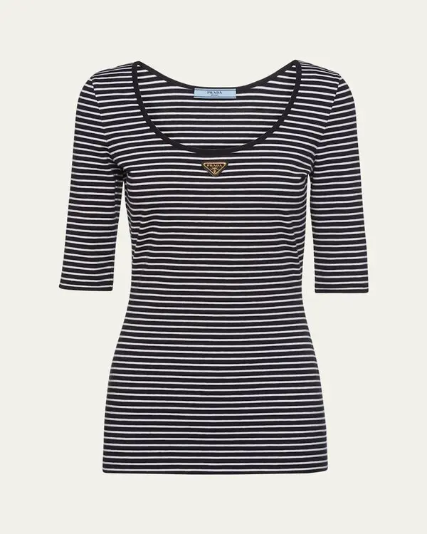 Prada Striped Jersey Top