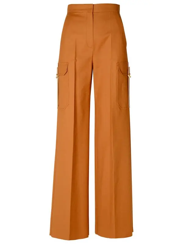 Max Mara Edda' Cotton Blend Leather Cargo Pants