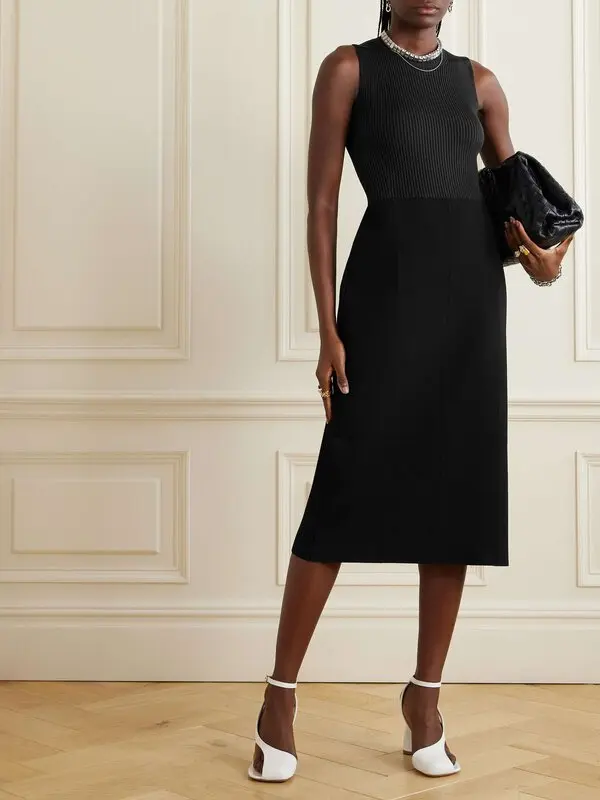 JIL SANDER Paneled Ribbed Midi Dress