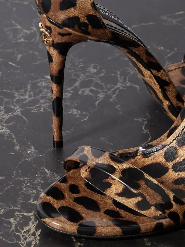 Dolce & Gabbana Leopard-print Patent-leather Sandals