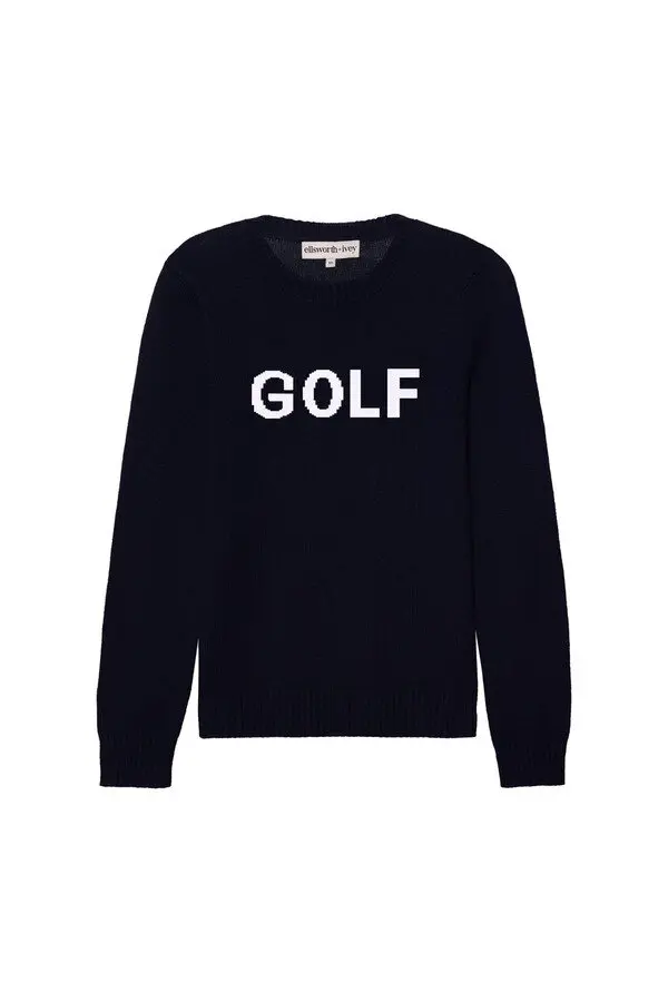 ELLSWORTH + IVEY Classic Crewneck Golf Knit Sweater - Green