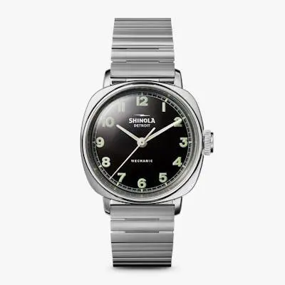 Shinola Mechanic 39mm Stainless Steel Strap Watch - Black