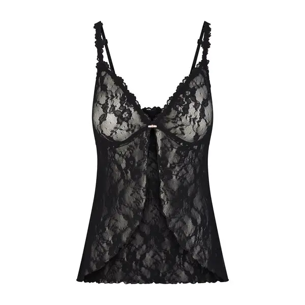 SKIMS Stretch Lace Babydoll Top - Onyx