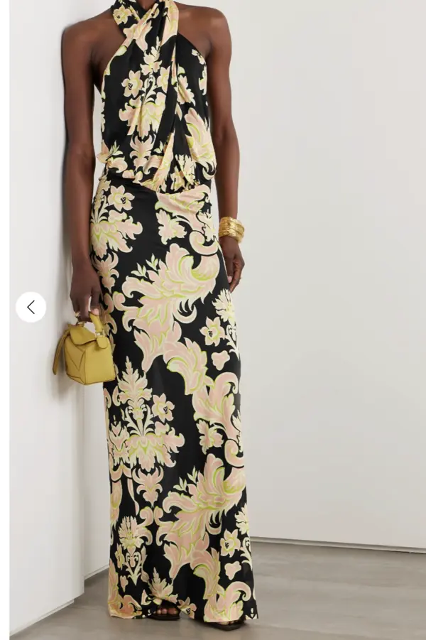 Etro Crepe De Chine Maxi Halterneck Dress - Multi